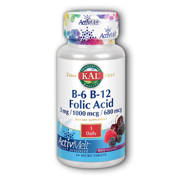 B-6 B-12 Folic Acid 60MicroTabs by Kal – Wholesale Nutrition
