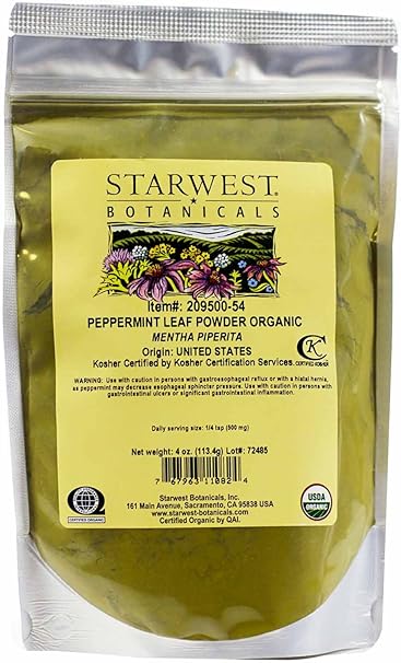 Organic Peppermint Leaf Powder by Starwest – Wholesale Nutrition